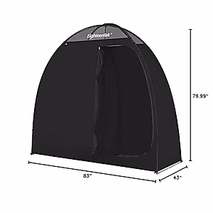EighteenTek Camping Shower Tent Changing Room with Fixed Floor 2 Rooms and Doors Outdoor Pop Up Camping Toilet Portable Privacy Dressing Shelter with Carry Bag 83"x43"x80" (2 Rooms+1 Door+Black)