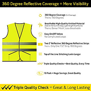 PeerBasics Pocket Safety Vest Bulk Pack Reflective High Visibility Men Women