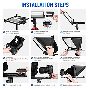 NEEWER X12 Aluminum Teleprompter with RT-110 Remote Control (Connected via Bluetooth on NEEWER Teleprompter App) & Carry Case, Compatible with iPad, iOS/Android Tablets, Smartphones, DSLRs (Black)