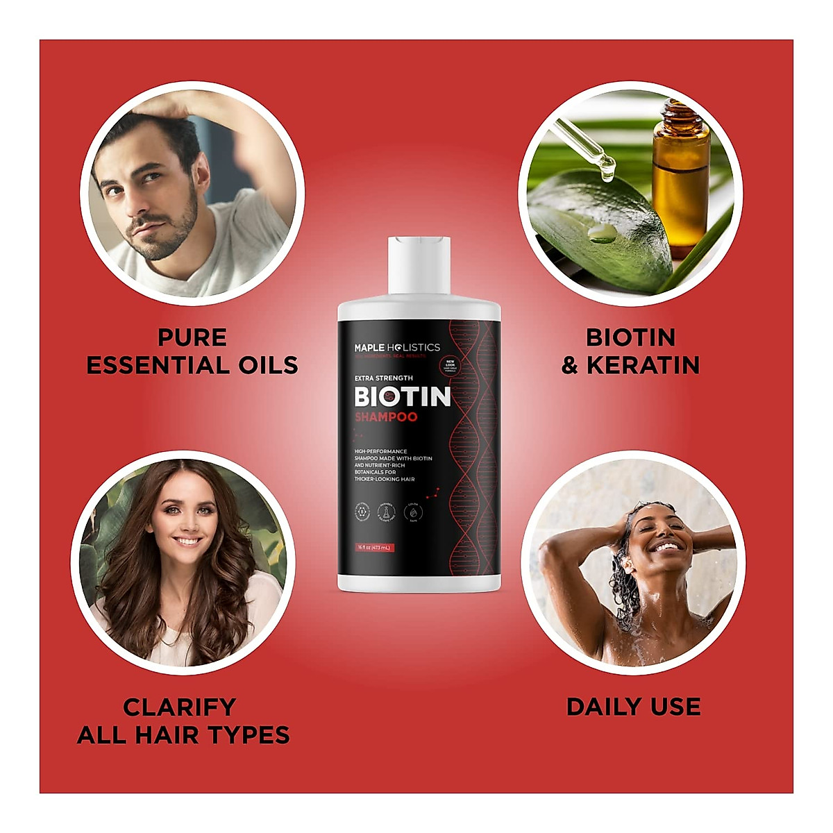 Extra Strength Biotin Shampoo and Conditioner - Volumizing Shampoo and Conditioner Set for Dry Damaged Hair - Moisturizing Biotin Collagen Hair Conditioner and Sulfate Free Shampoo for Thinning Hair