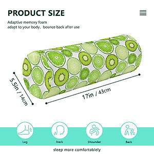 linqin Green Lime Bolster Pillow for Reading Neck Roll Pillow Protector Round Pillows for Bed Cushion Insert Neck Support Pillow