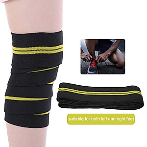 Knee Wraps Compression Elastic Breathable Knee Brace Compression Bandage Wraps Pain Relief Straps Support Wraps Sleeve Men Women Cross Training Gym Workout,Fitness & Powerlifting(Black Yellow)