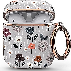 wenew Protective Airpods Case Cover Designed for Apple Airpods 2 & 1, Cute Fadeless Patterns Shockproof Hard Case Cover with Portable Keychain Clip for Girls Kids Women Men