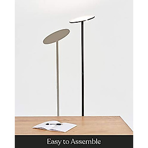 Brightech Sky LED Floor lamp, Torchiere Super Bright Floor Lamp for Living Rooms & Offices - Dimmable, Tall Standing Lamp for Bedroom Reading - Black Chrome