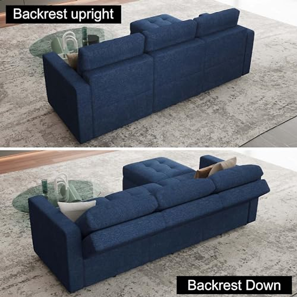 Belffin Modern Fabric Convertible Modular Sectional Sofa Couch with Reversible Chaise and Storage Seats 3 Seater Sofa Sectionals L Shaped Couch Set with Ottoman for Small Space Blue