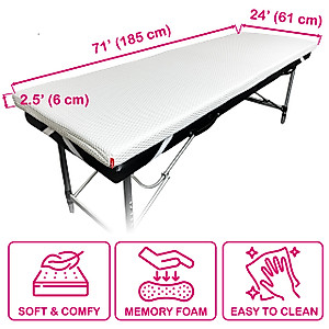 XOLLOZ | Lash Bed Mattress + Lash Bed Cover (White) | Comfortable Mattress Topper with Four Corner Straps & Anti-Slip Bottom | Spa Bed Cover for Lash Extension Bed