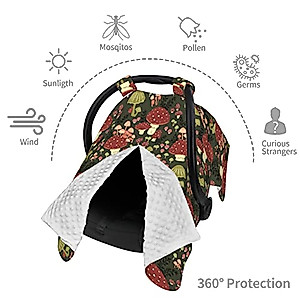 Baby Car Seat Covers for Babies–Carseat Cover Girls,Multiuse Nursing Covers for Breastfeeding,Car Seat Canopy for Boys,Infant Car Seat Cover Winter Blanket.（Mushroom）
