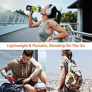 VOTSUPKITDINOK Portable Blender for Shakes and Smoothies, USB Rechargeable Personal Blender with 6pcs 3D Blades, Strong Blending Power, 13.5Oz & Cleansing Brush for Travel, Office and Sports - Black