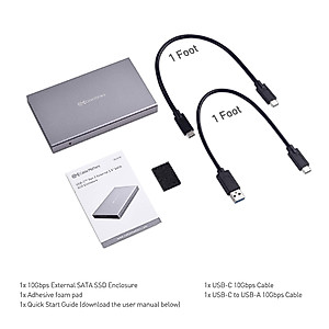 Cable Matters Premium Aluminum 10Gbps Gen 2 USB C Hard Drive Enclosure for 2.5" SSD/HDD with USB-C and USB-A Cables - Thunderbolt 4 / USB4 / Thunderbolt 3 Port Compatible with MacBook Pro, MacBook Air