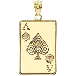 Good Luck Charm Certified 10k Yellow Gold Personalized Name Poker Card Ace Of Spades Hip Hop Pendant
