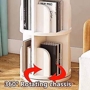 QQXX Solid Wood Rotating Bookcase,Round Rotating Bookshelf 360 Display,Floor Standing Bookcase for Kids & Adults,Corner Shelf Bookshelf Book Organizer for Study Room Living Room Classroom & Bedroom