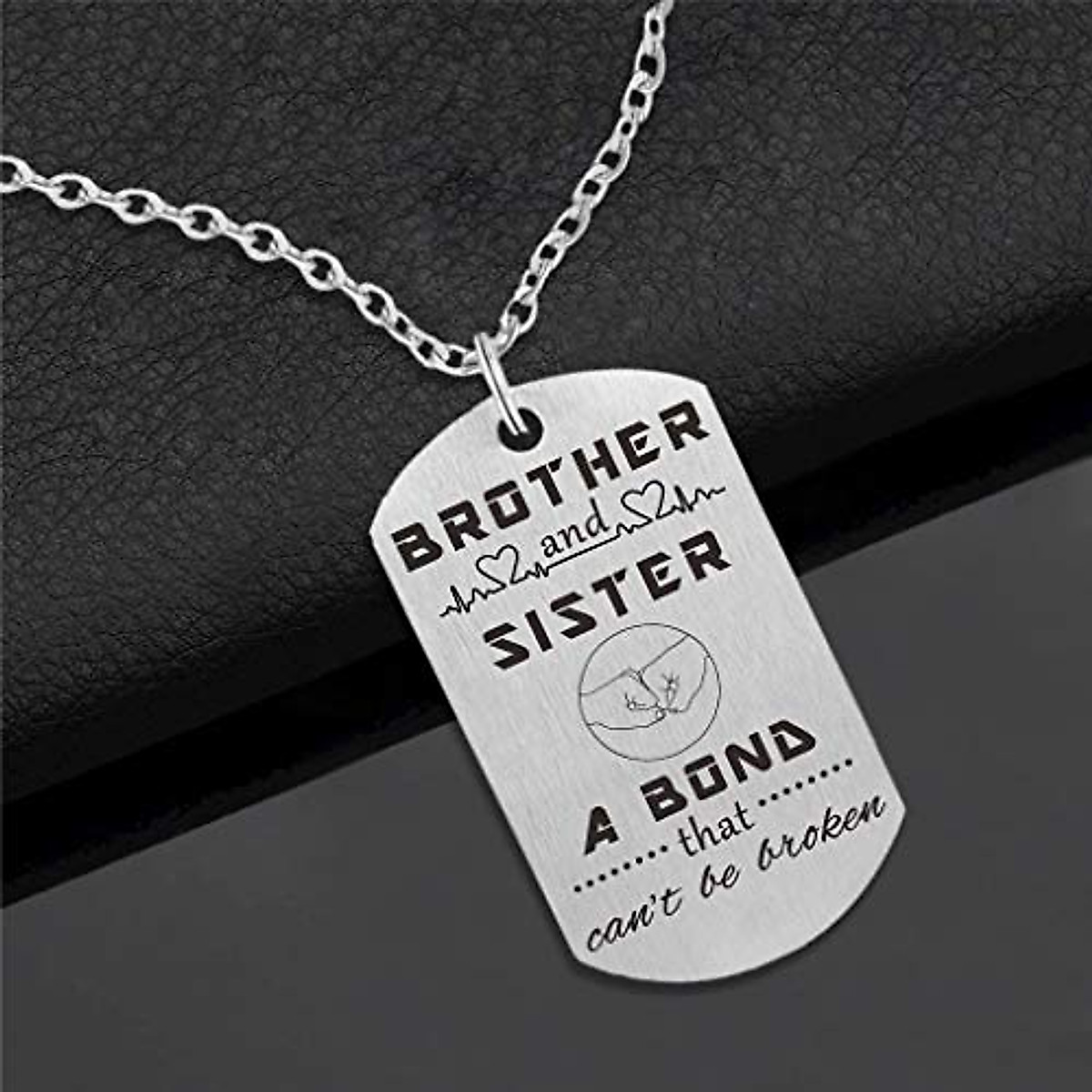 MXRSDF Brother and Sister Necklace Gifts, Big Bro from Lil Sis Dog Tag