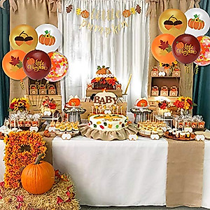 Little Pumpkin Balloons, Little Pumpkin Party Decoration, Maple Leaf Fall Balloons Pumpkin Balloons Thanksgiving Balloons Decorations for Little Pumpkin Baby Shower Birthday Fall Party Decorations