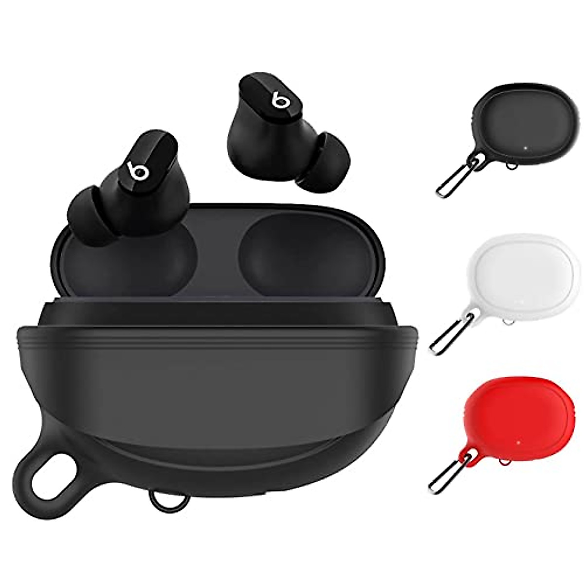 Maidea Fold Case for Beats Studio Buds Folding Protective Case Cover with Keychain Waterproof Case Dustproof Cover Shockproof Case Cover (Black)