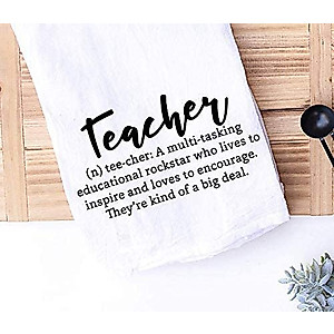 Handmade Teacher Kitchen Towel - Definition of a Teacher - 100% Cotton Hand Towel for Teacher Appreciation - 28x28 Inch Perfect Teacher Gifts from Student-Housewarming-Christmas Gift (Teacher)