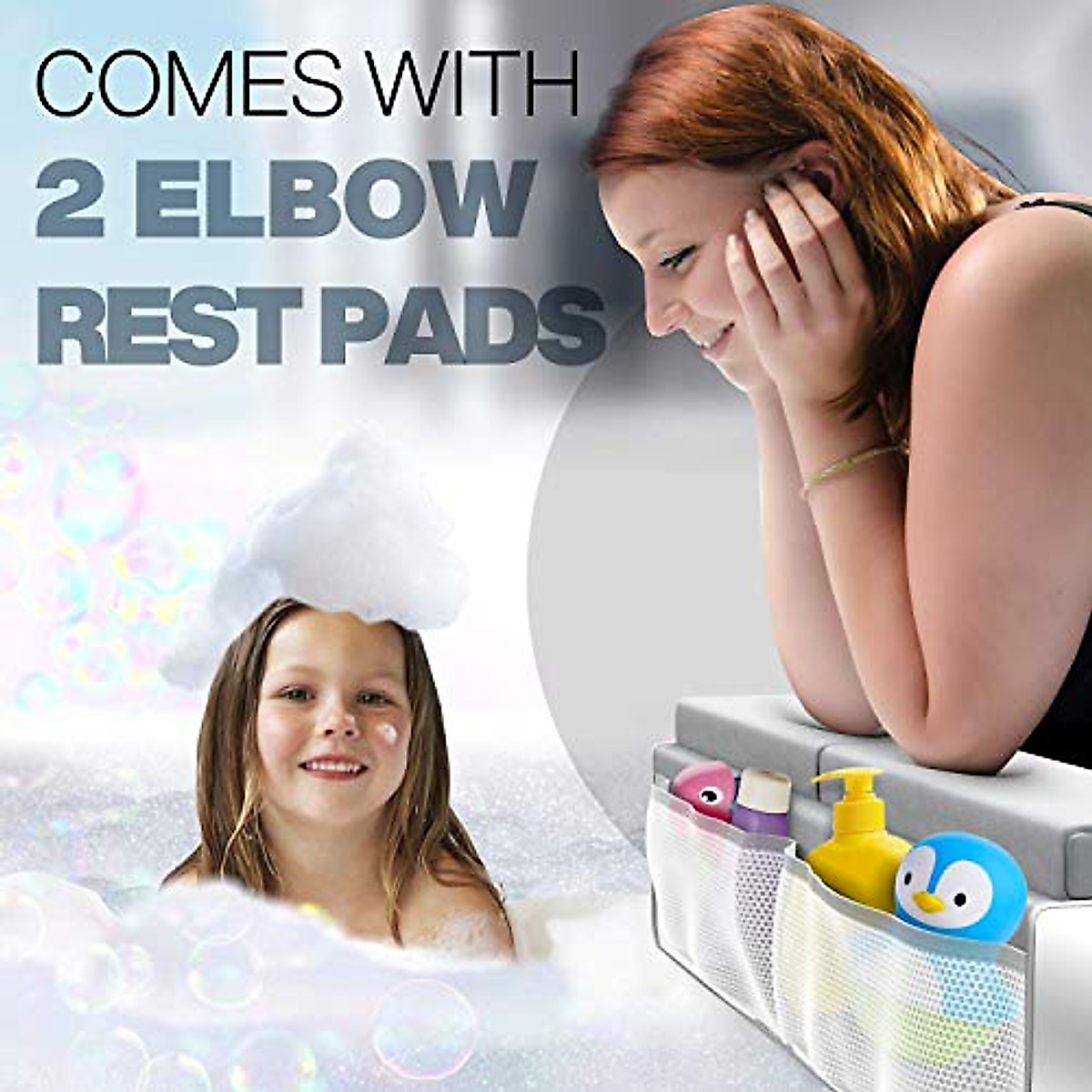 Comfortable Bath Kneeler and Elbow Kneeling Rest Pad for Baby Bathing Parents - Painless Foam Mat with Toy Organizer Pockets - Quick Drying, Foldable, Non-Slip for Baby and Toddler Bathing