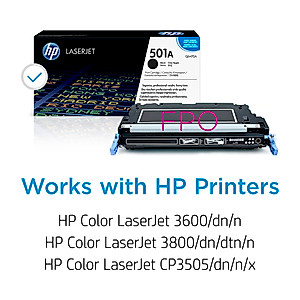 Original HP 501A Black Toner Cartridge | Works with HP Color LaserJet 3600, 3800, CP3505 Series | Q6470A
