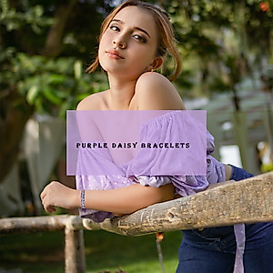 FRONT LINE JEWELRY Women's Flower Bracelets Cuff Open Flower Cuff Daisy Flower on a Sleek Purple Copper Cuff Nature Jewelry