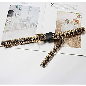 ALAIX Women's Metal Belt Gold Chain Belt Silver Belt Punk Rock Style Waist Belts Jeans Belts for women 1 Inch Wide