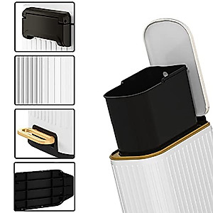 Doyingus Trash Can with Lid Soft Close 2.6 Gal, Small Stainless Steel Step Trash Bin for Bathroom, Slim Garbage Can with Inner Wastebasket for Bedroom, Office, Kitchen (White)