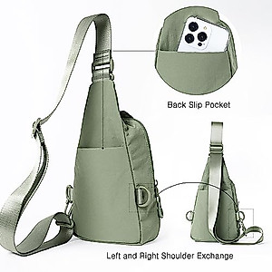 ASLABCREW Sling Bag with Adjustable Strap, Crossbody Daypack Chest Bag Small Backpack for Hiking Traveling, Sage Grey