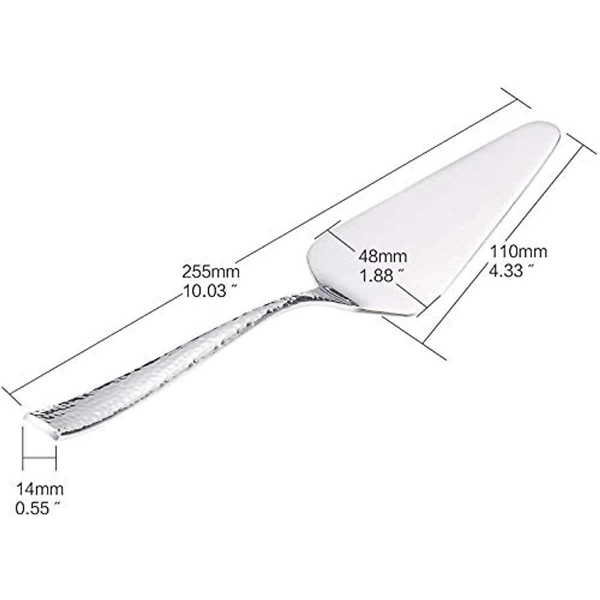 KSENDALO Luxurious Hammered Pie Server Spatula, 304 Stainless Steel Pie Spatula Cake Server for Pie Tart Cake Dessert Pizza, Silver(option B)