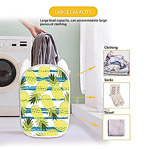Forchrinse American Flag Bold Eagle Mesh Pop Up Laundry Hamper Storage Canvas Fabric Large Storage Basket for Kids Adults