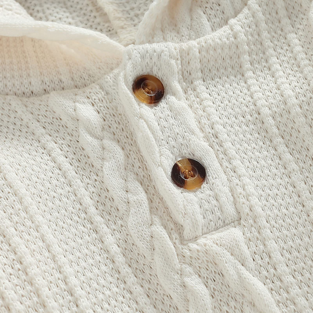 Infant Boys Girls Knit Sweater Romper Baby Toddlers Long Sleeve Hooded Button Up Winter Outfits with Pocket (White, 0-3 Months)