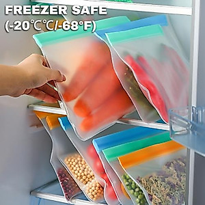 SHUCHUANG Reusable Snack Bags Dishwasher Safe,10Pack Reusable Bags Silicone Extra Thick Leak-proof Reusable Freezer Bags for Candy, Snack, Cereal, Travel Items, Home Organization(BLUE)