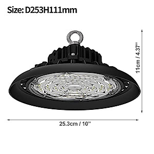 UFOUCUSLLUM UFO LED High Bay Light 100W, 11000lm 6000K Daylight IP65 Waterproof, High Bay LED Lights LED Warehouse Lights for Shop Garage Light Factory Barn LED Light Fixture 400W HID/HPS No Plug