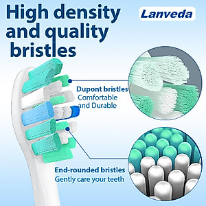 Lanveda 12 Pack Replacement Toothbrush Heads Compatible with Philips Sonicare Replacement Brush Heads, Replacement Heads Compatible with Philips Sonicare 4100 5300 Electric Toothbrush HX3681, White