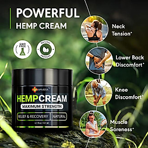 Natural Hemp Cream for Muscles, Joints, Foot, Back with Hemp, Arnica, Turmeric - Natural Hemp Oil Extract Gel - Made in The USA, 3.9oz