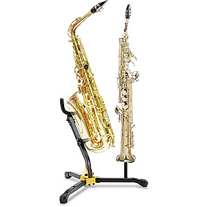 Hercules AltoTenor Saxophone and Soprano Saxophone Stand DS533BB with Bag and a Lumintrail Cleaning Cloth