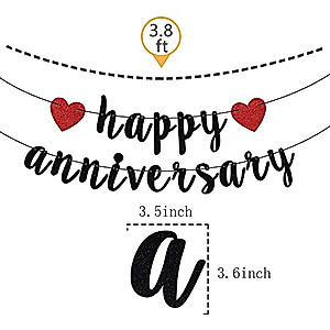 Happy Anniversary Banner, Anniversary Party Decorations, We Still Do, Happy Wedding Anniversary Party Decoration Supplies Black Red Glitter