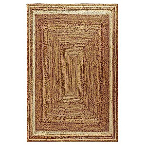 Taylor & Logan Prima Natural Fiber Jute Area Rug 8' x 10' - Braided Indoor Jute Rug - Natural Area Rugs