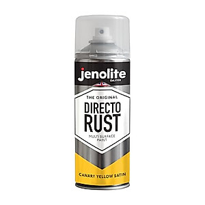 JENOLITE Directorust Satin Spray Paint | CANARY YELLOW | 400ml (13.52fl oz) | Semi-Gloss Spray Paint | Wood, Metal, Plastic, Ceramic & Rusted Surfaces | Interior & Exterior Use | RAL10018