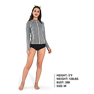 Actleis Women's Long Sleeve Rash Guard UPF 50+ UV Sun Protection Swim Shirt Medium Heather Gray