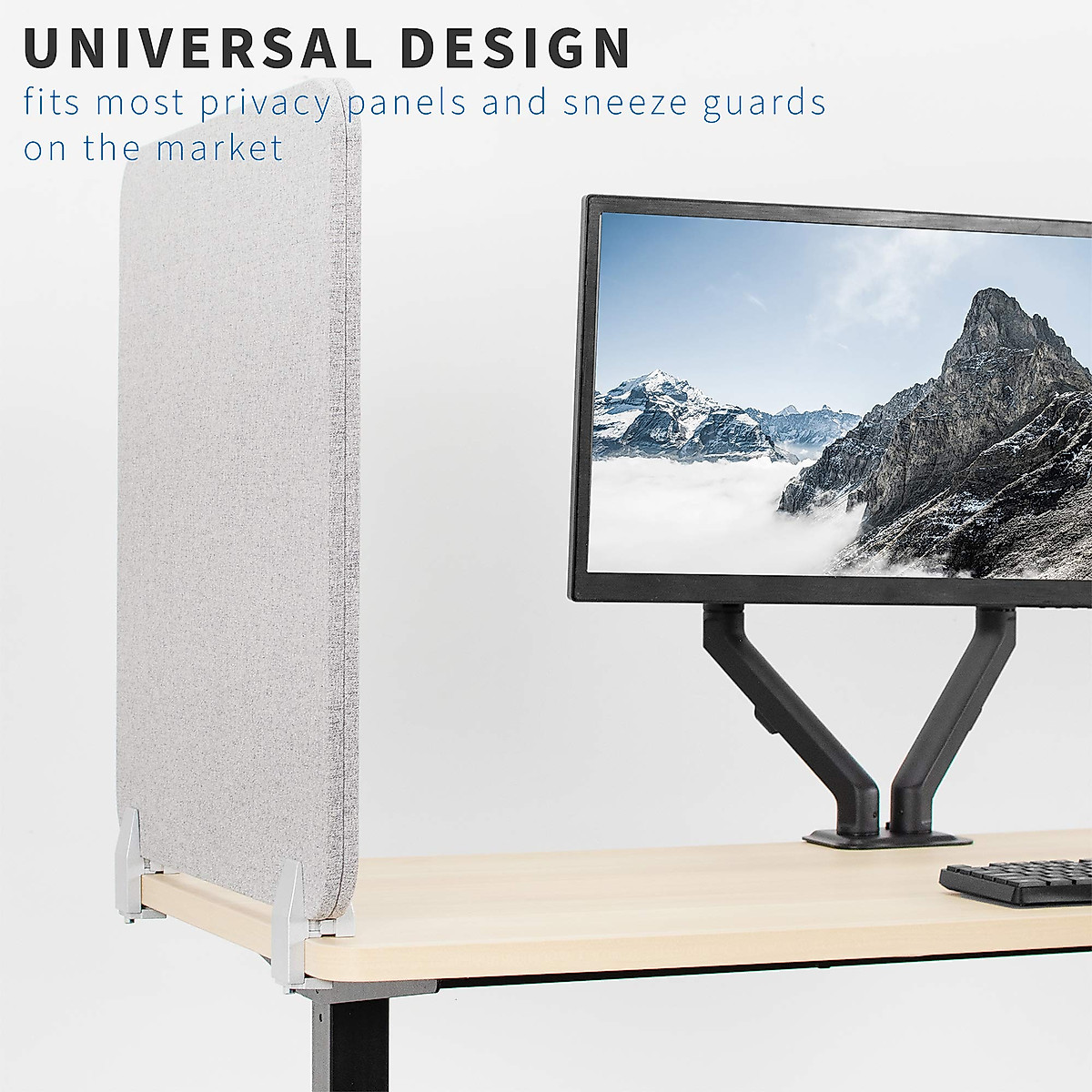 VIVO Universal Privacy Panel/Acrylic Sneeze Guard Desk Clamps, Clamps Only, Fits Desks up to 2 inches Thick, Pack of 2, Silver, PP-CP-01S