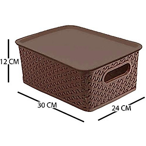 Kuber Industries Plastic 3 Pieces Small Size Multipurpose Solitaire Storage Basket with Lid (Multi) -CTLTC10899