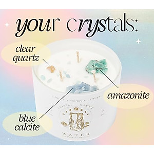 Healing Crystal Candle, 12oz - 3 Wick Pisces, Cancer, Scorpio Zodiac Candles with Crystals Inside. Zodiac Gifts for Women, Real Crystals and Healing Stones Manifestation Candle, Meditation Candle