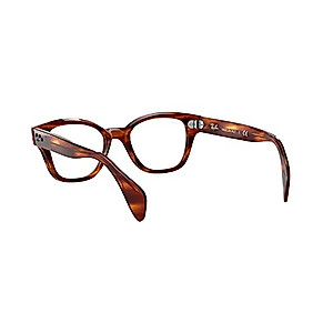 Ray-Ban RX0880 Square Prescription Eyeglass Frames, Striped Havana/Demo Lens, 49 mm