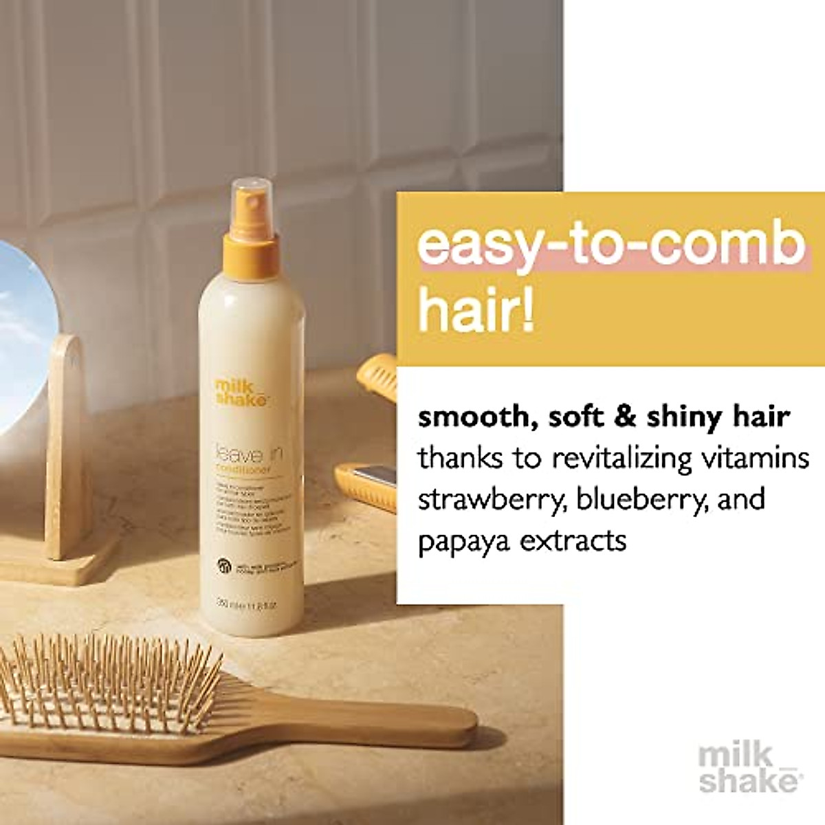 milk_shake Leave-In Conditioner Spray Detangler for Natural Hair - Protects Color Treated Hair and Hydrates Dry Hair - Leave In Conditioner For Soft and Shiny Straight or Curly Hair, 11.8 Fl Oz