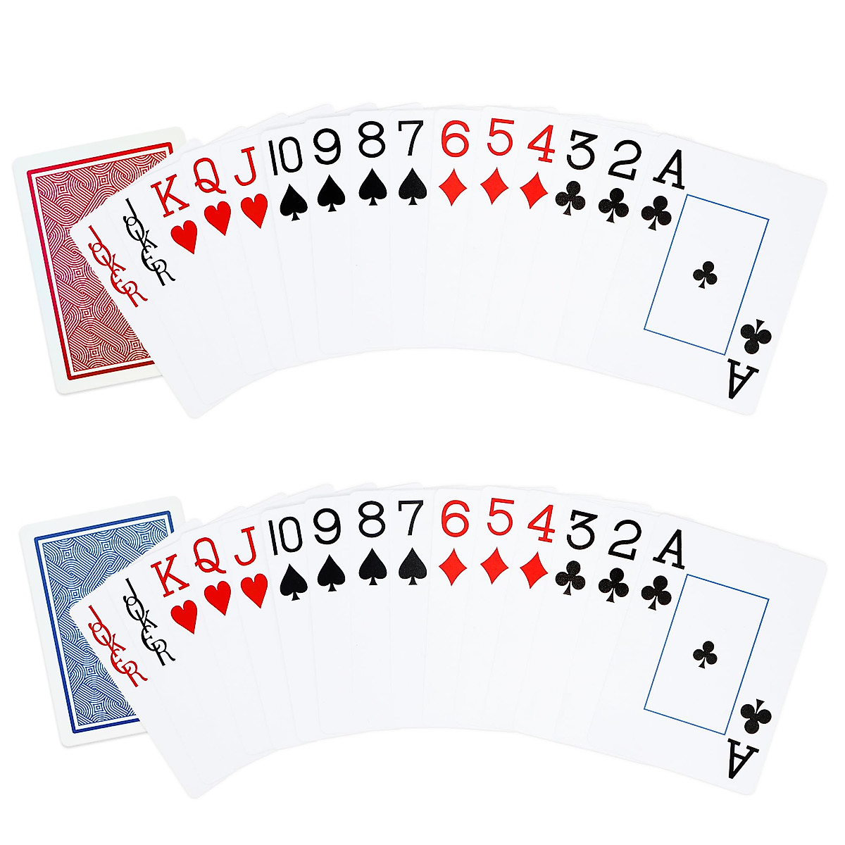 Neasyth 4PCS Plastic Playing Cards Jumbo Index Waterproof Fits Bridge Poker, Go Fish, Poker, Blackjack, Hearts Card Games for Pool Beach Water (2 PCS Blue+2 PCS RED)