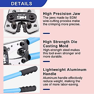 HKS Battery Cable Crimping Tool for AWG 10-1 Copper Ring Terminals, Heavy Duty Crimper for Wire Lugs