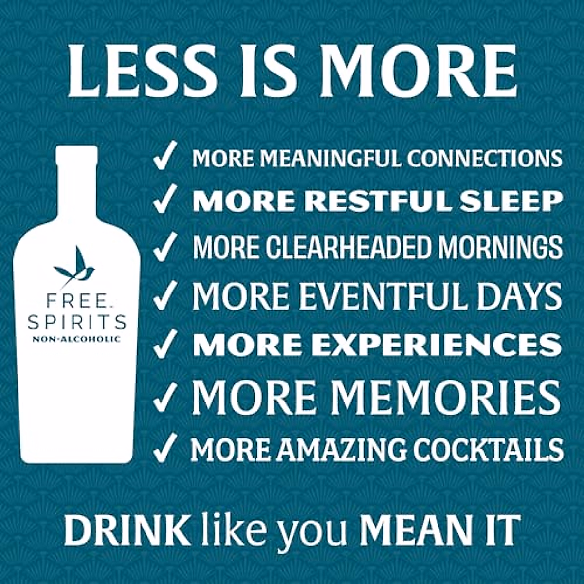 Free Spirits - Non-Alcoholic Tequila Alternative - Award-Winning - The Spirit of Tequila - Low Calorie, Low Sugar, Vegan, Gluten-Free, Mood Lifting Vitamins -750ml