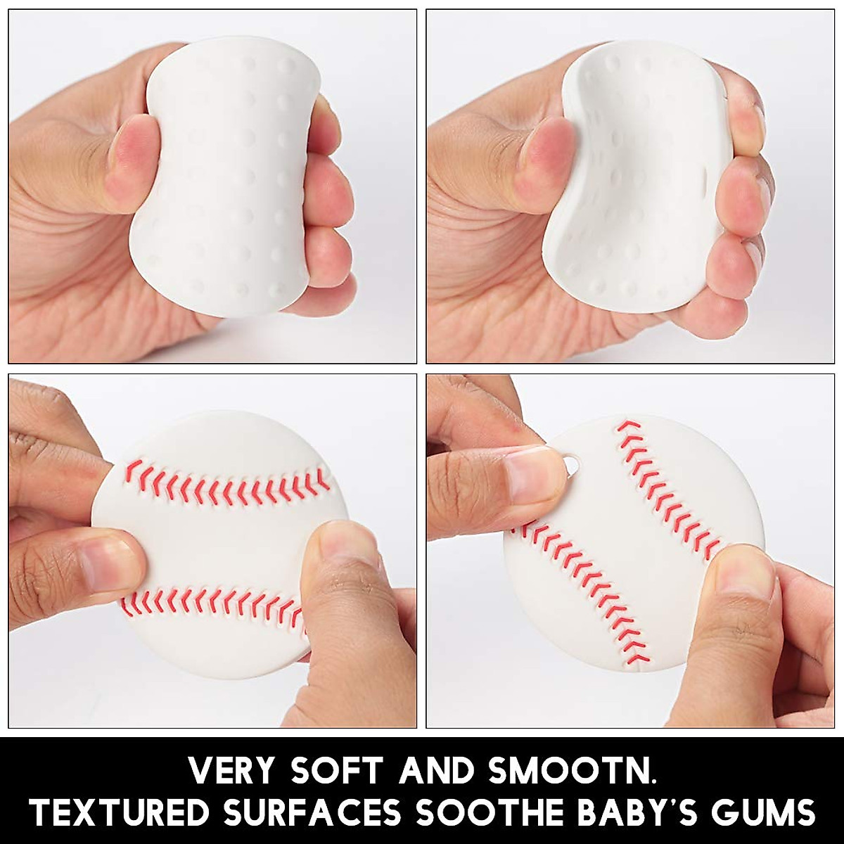 Baby Sport Silicone Teether,Sensory Chew Toys,BPA Free Soft and Effective Infant Teething Pain Relief Toys,Freezer Safe,Food Grade Silicone,Best Shower Gift for Boys and Girls (Baseball)