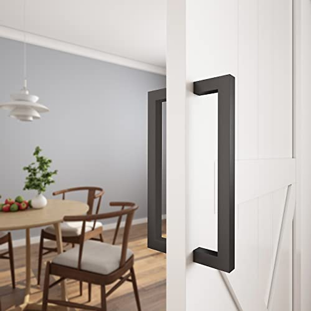 JUBEST 12" Matte Black Push Pull Bar Handle,Sliding Barn Door Handle,Heavy Duty Double Sided Door Handle for Wood Door, Garage, Industrial Grab Bar