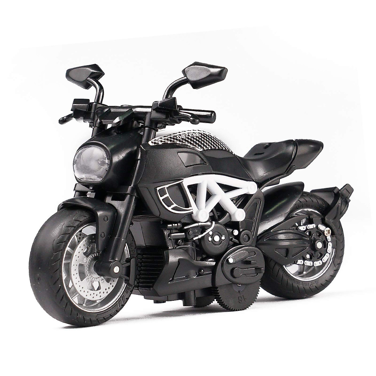 YA LE MING Motorcycle Toy for Boys - Pull Back Motorcycle Toys with Light and Music Toys Motorcycle Model,The Best Gift for Children,Toy Motorcycle for Kids 3-9 (White)