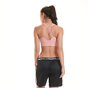 Spalding Women's Active Shine Racerback Sports Bra, Bridal Rose, X-Large