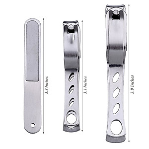 Keiby Citom Nail Clippers with 360-Degree Rotating Head - Stainless Steel Fingernails and Toenails Cutter Lagre and Small Sizes (Silver)